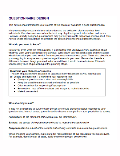 32+ Questionnaire Templates in Word Format