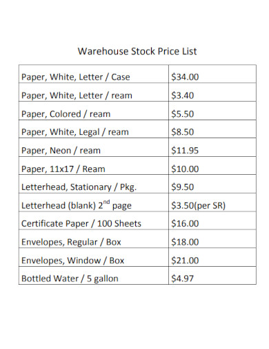 Free Stock List Template - 12+ Word, Excel, PDF Documents Download