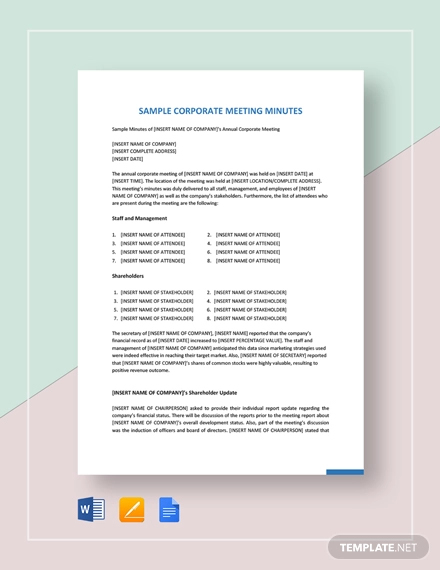 Corporate Meeting Minutes Template - 10+ Free Word, Excel, PDF Format ...