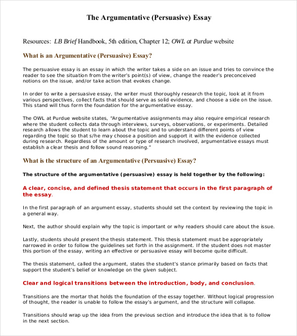 8+ Argumentative Essay Examples