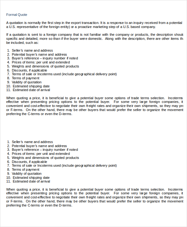 32+ Quotation Templates - Word, PDF, Apple Pages, Google Docs