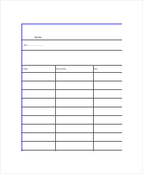 Word Diary Template - 9+ Word Documents Download