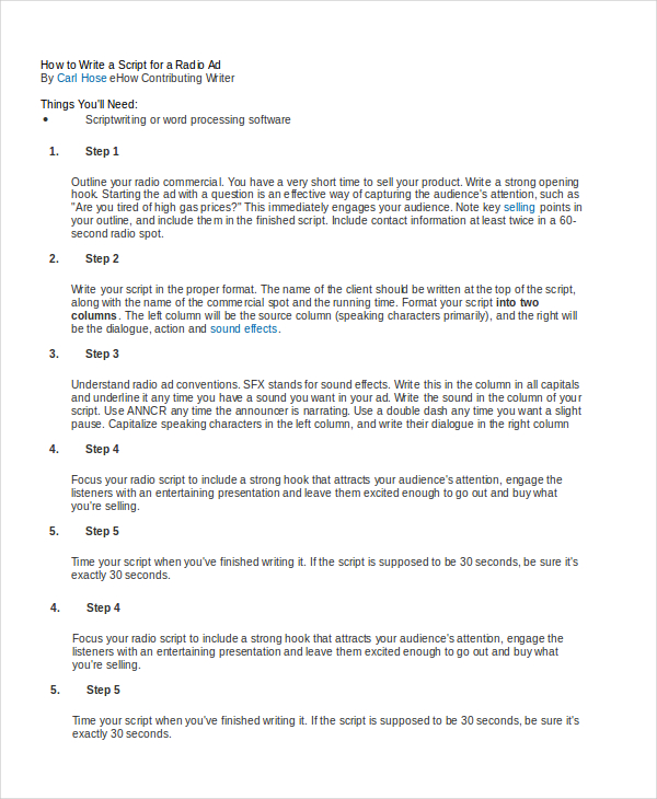  How To Write A Radio Script Template Free Downloadable Radio Play 