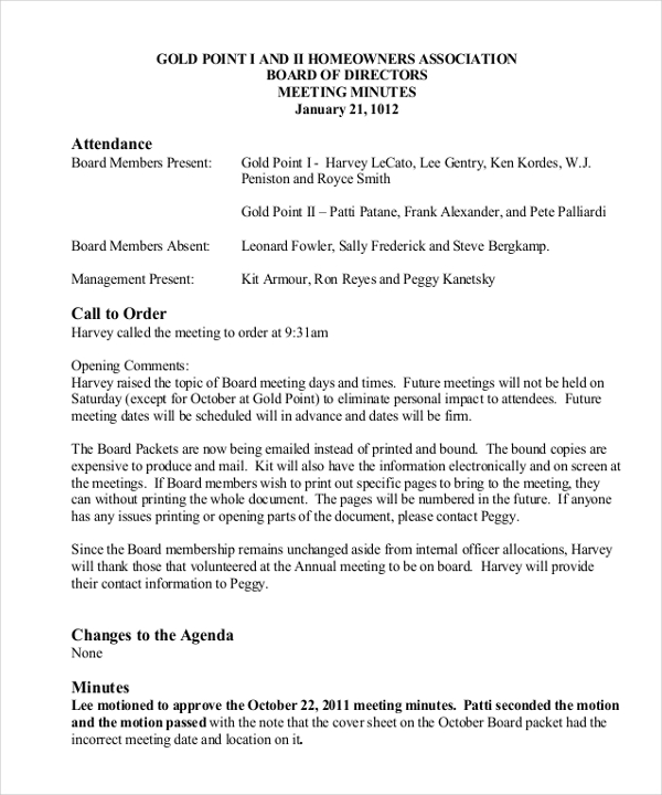 19 Board Meeting Minutes Examples Word Apple Pages Google Docs