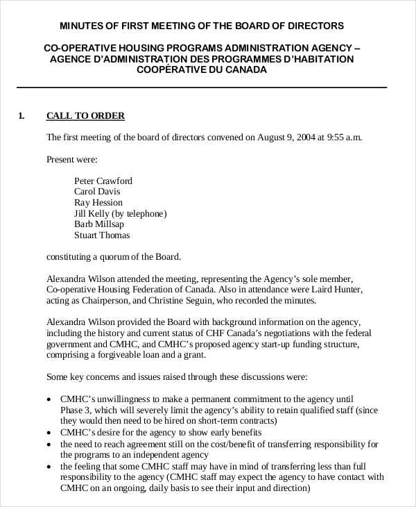 19+ Board Meeting Minutes Examples - Word, Apple Pages, Google Docs