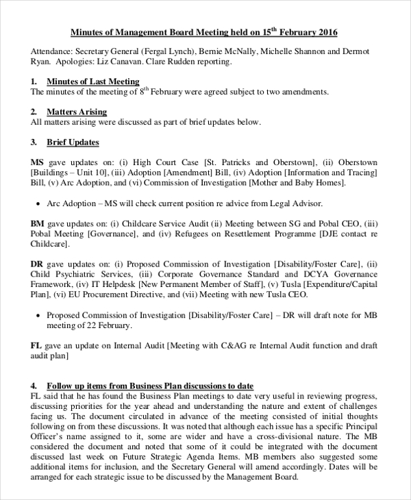 19+ Board Meeting Minutes Examples - Word, Apple Pages, Google Docs