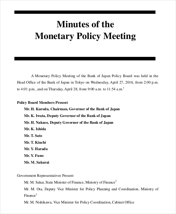 19+ Board Meeting Minutes Examples - Word, Apple Pages, Google Docs