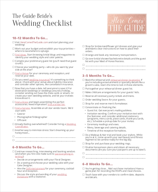 Wedding Planner Checklist 14 Free Word PDF PSD Documents Download