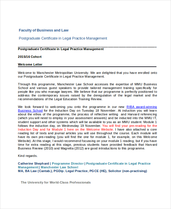 Welcome Letter Template 13 Free Word PDF Documents Download