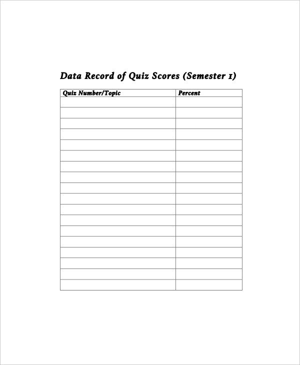 Trivia Score Sheet Template
