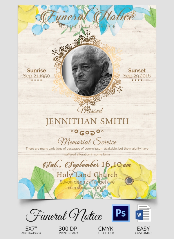 Funeral Notice Template - 13+ Free Word, Excel, PDF, PSD Format Download!