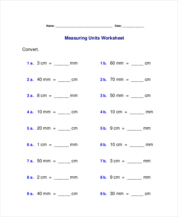 Metric Unit Conversion Chart Template 13 Free PDF Documents Download