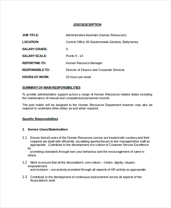18 Job Description Templates In Word