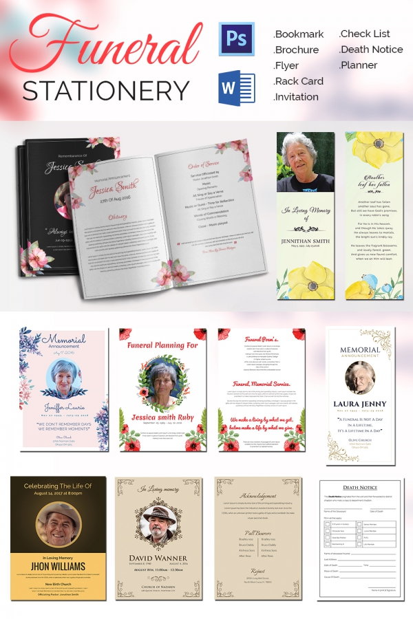 5 Funeral Stationery Templates Word PSD Format Download