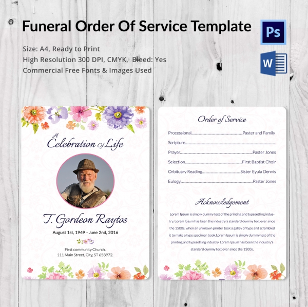 5 Funeral Order Of Services Word PSD Format Download