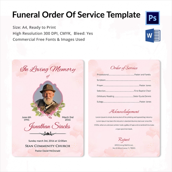 23 Funeral Order Of Service Template Free Popular Templates Design