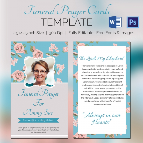 Funeral Prayer Cards Templates Free Printable Templates