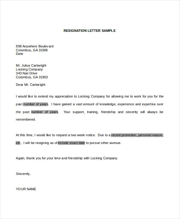 First Class Info About Resignation Letter Sample Word Doc Best Profile 
