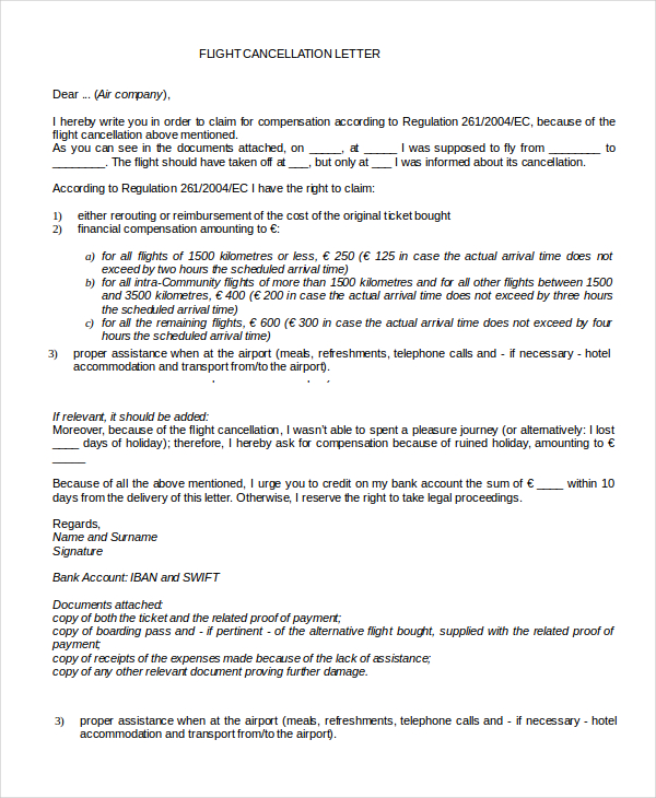 30 Cancellation Letter Templates PDF DOC
