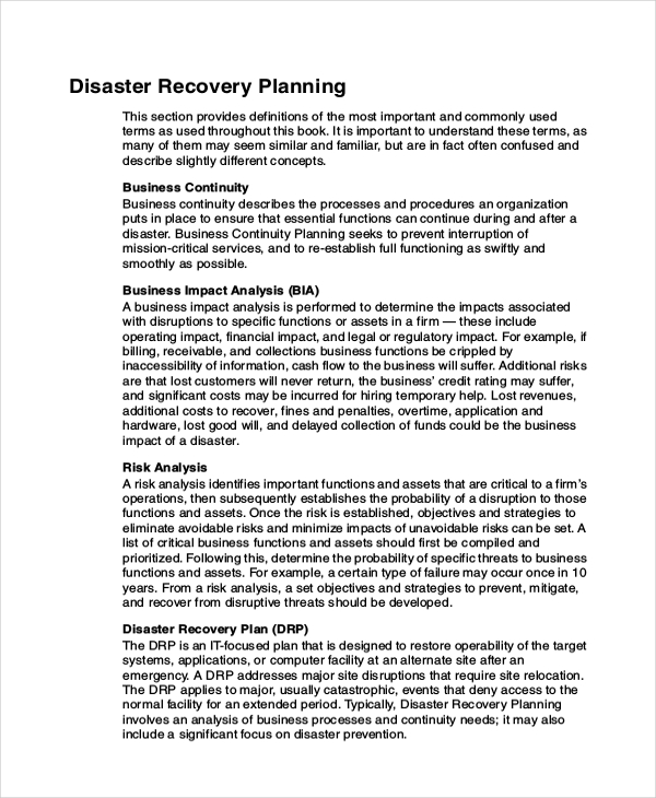10 Disaster Recovery Plan Examples Word Google Docs Apple Pages