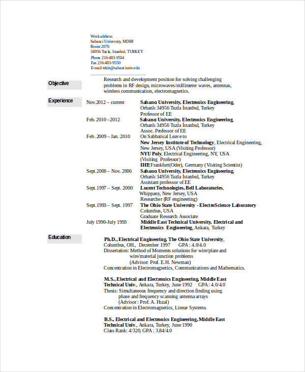 14+ Electrical Engineering Resume Templates - PDF, DOC