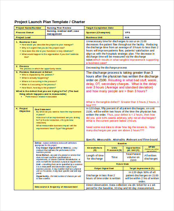 Six Sigma Project Charter Template