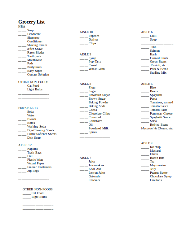 Word List Template - 8+ Free Word Documents Download