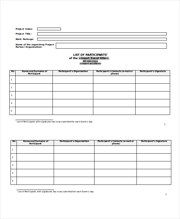 Word List Template - 8+ Free Word Documents Download