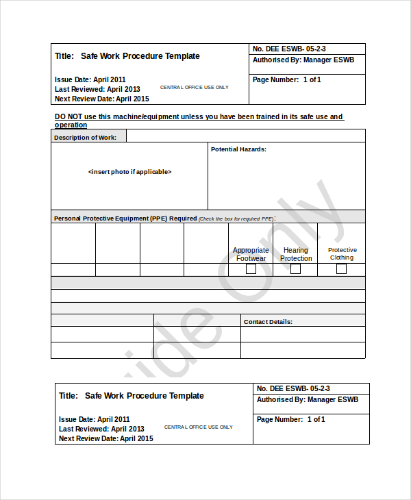 Procedure Template - 23+ Free Word Documents Download