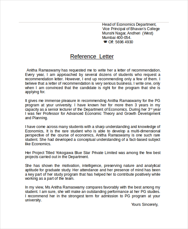 Reference Letter - 12+ Free Word, PDF Documents Download