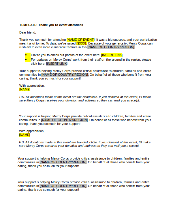 Thank You Note Template 12 Free Word PDF Documents Download
