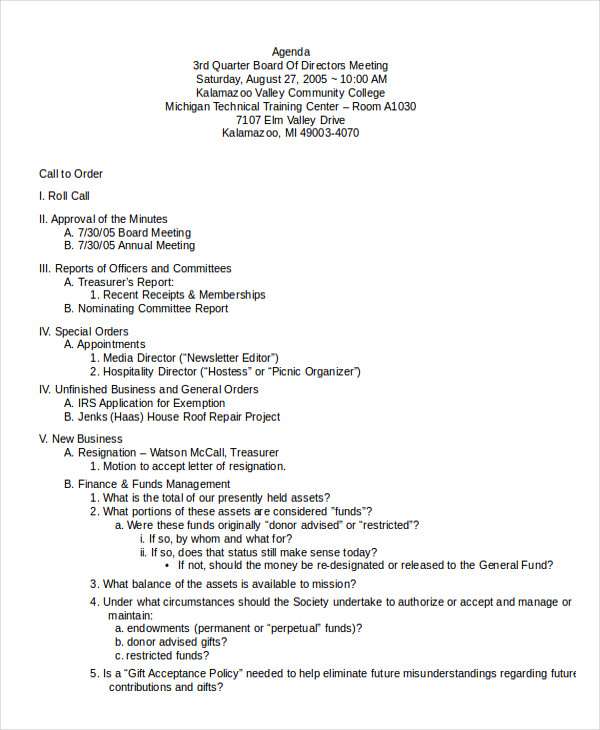 Word Agenda Template 6 Free Word Documents Download