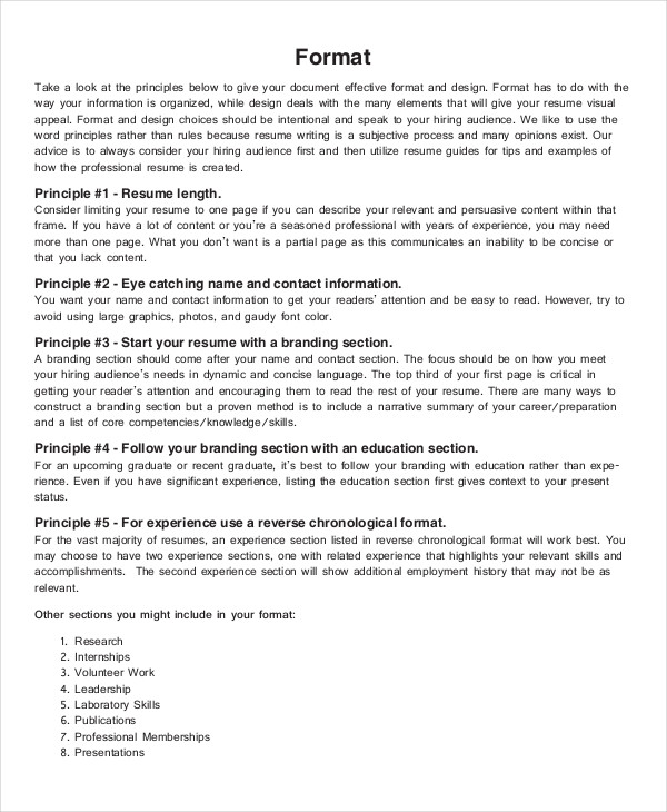 Free 10+ Best Resume Formats - DOC, PDF, PSD