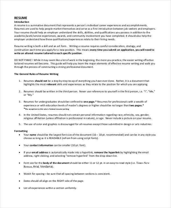 Free 10+ Best Resume Formats - DOC, PDF, PSD