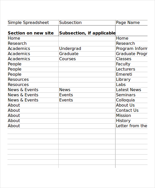 Spreadsheet Template 8 Free Word Excels Documents Download