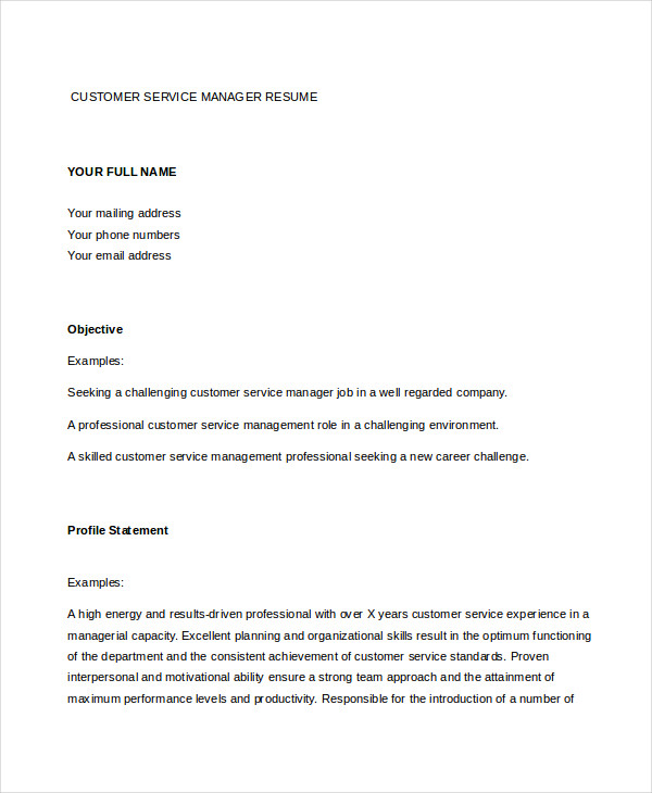 11 Customer Service Resume Templates PDF DOC