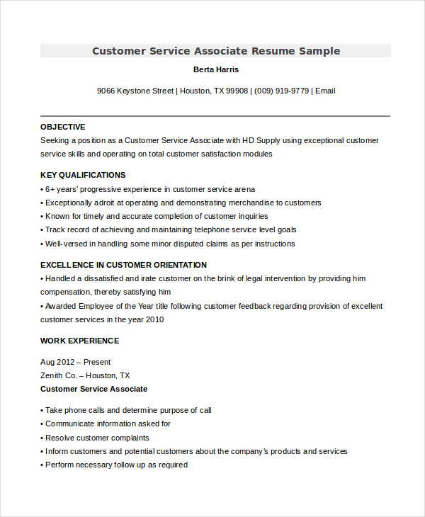 11 Customer Service Resume Templates PDF DOC
