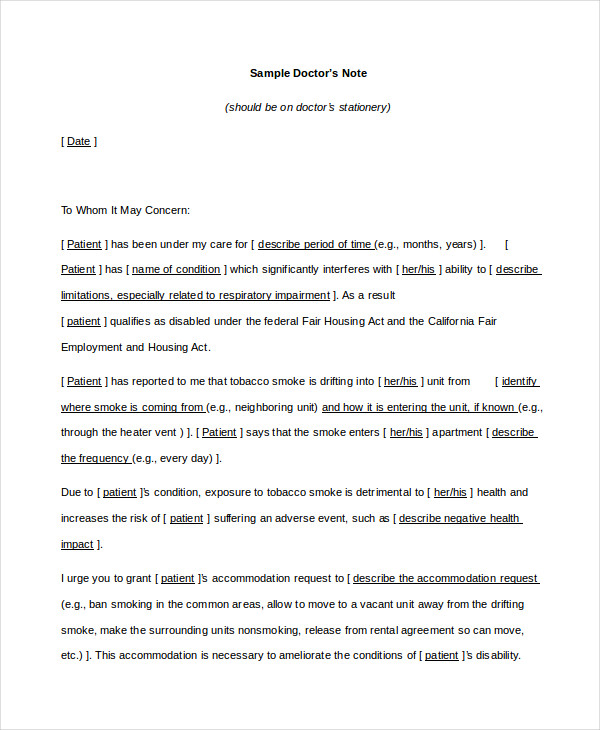 Work Printable Urgent Care Doctors Note Template