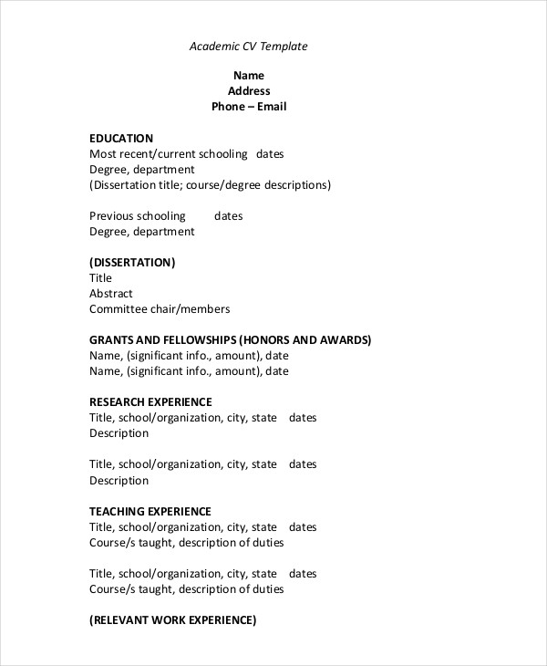 Free 52+ Sample CV Templates, PDF, DOC