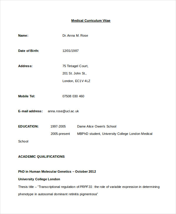 Free 52+ Sample CV Templates, PDF, DOC