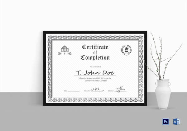 Certificate of Completion - 25+ Free Word, PDF, PSD Documents Download