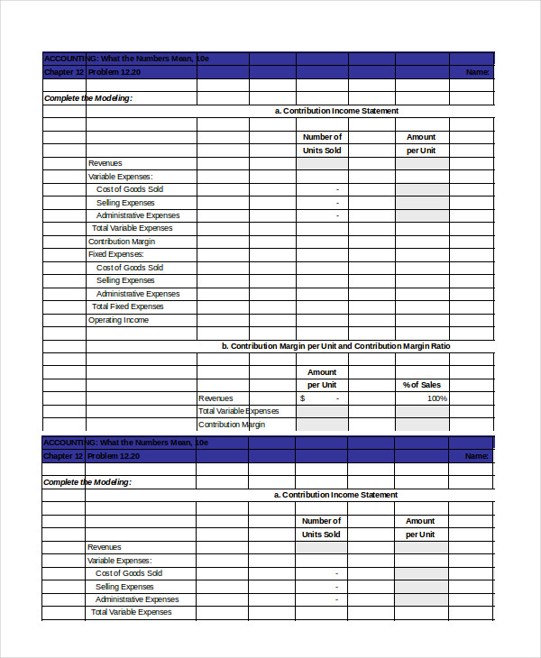 Contribution Margin Income Statement Template Excel HQ Template Documents