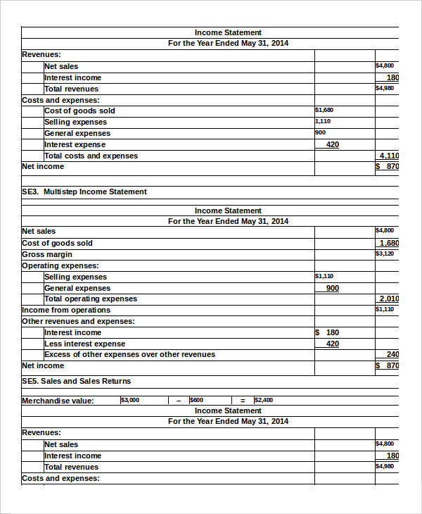 Excel Income Statement - 8+ Free Excel Documents Download