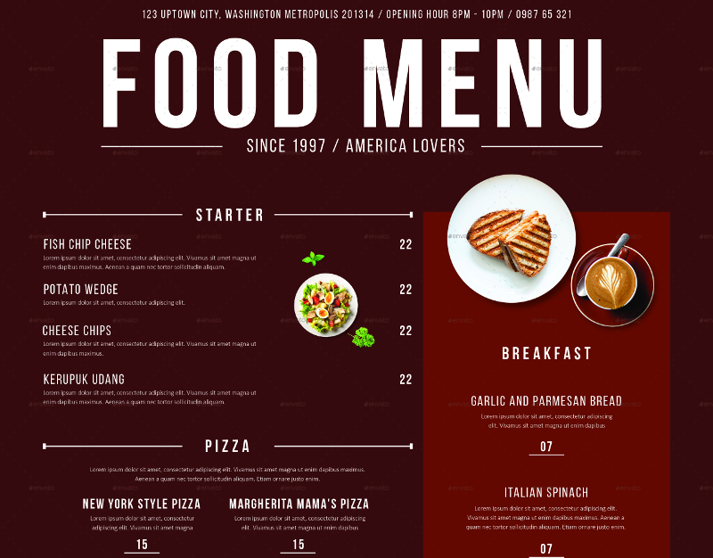 Beautiful Restaurant Menu 33 Free Templates In PSD EPS AI