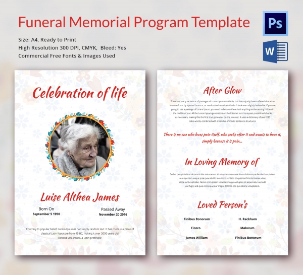 Pages Funeral Program Template