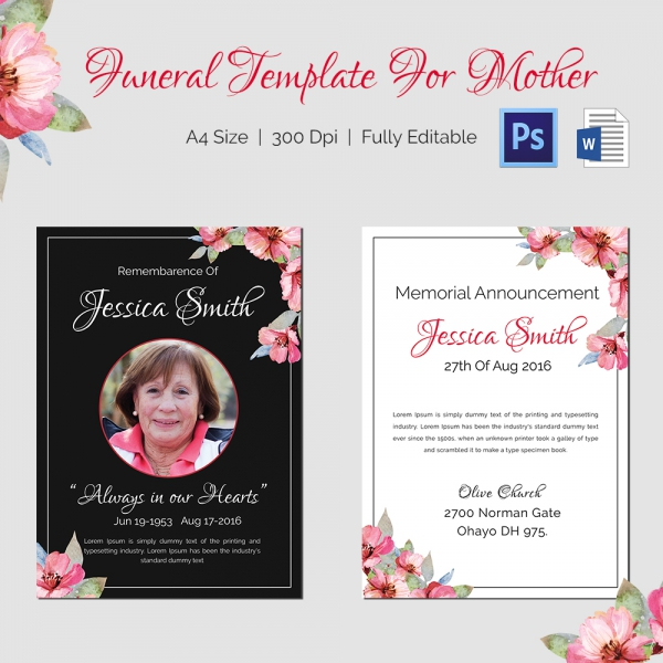 Funeral Program Template 16 Word PSD Document Download