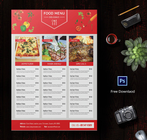 Printable Menu - 21+ Free Templates in PSD, EPS, AI, InDesign, Word ...