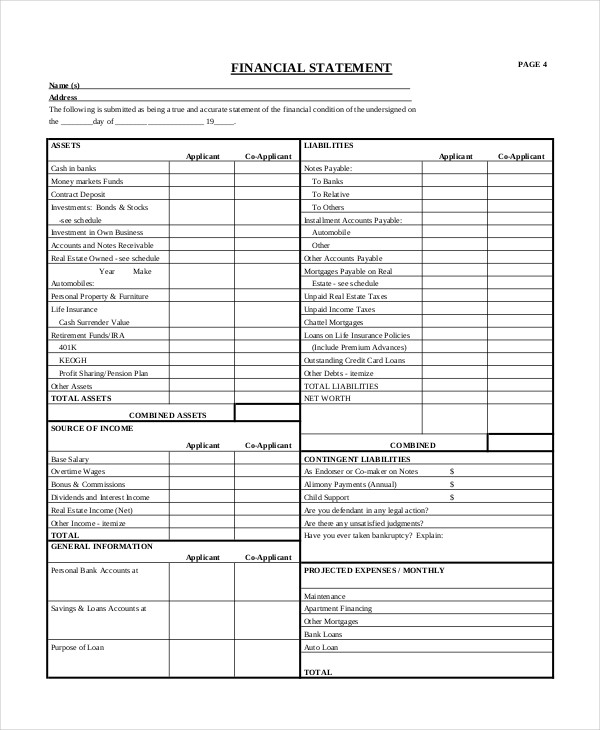 Financial Statement 23 Free Word PDF Format