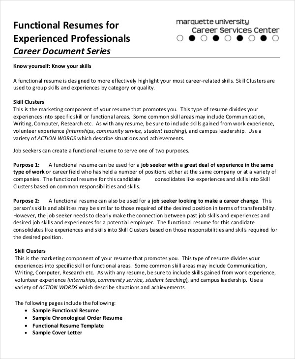 16+ Functional Resume Templates - PDF, DOC