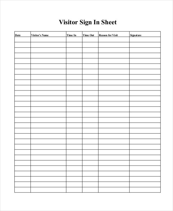 Sign In Sheet - 30+ Free Word, Excel, PDF Documents Download